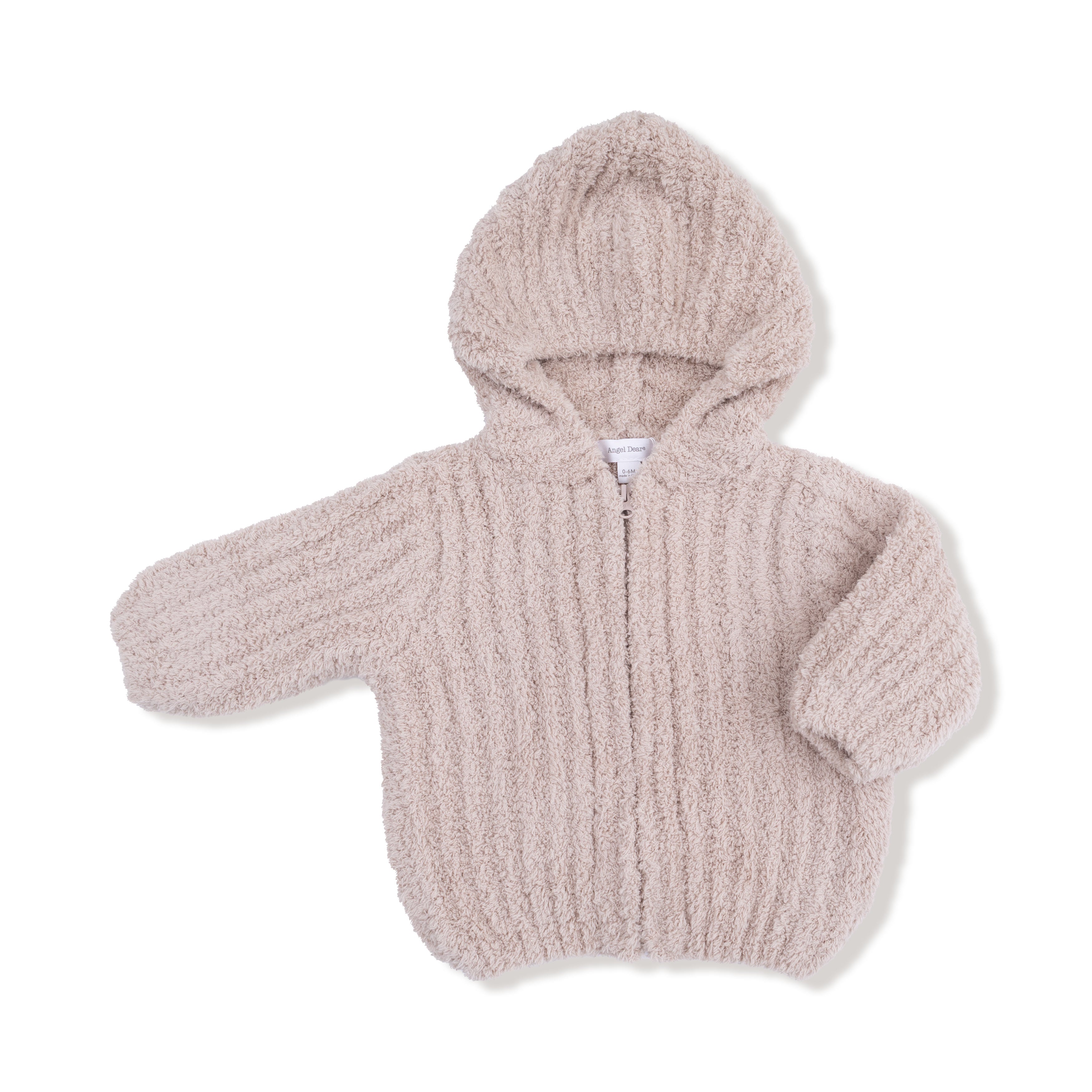 Chenille Hooded Jacket With Striped Texture in Stone – She la la